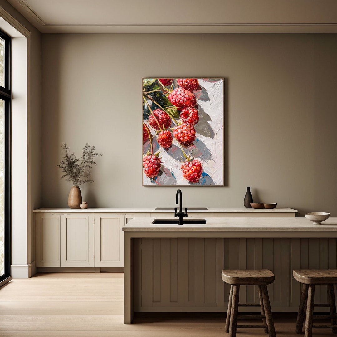 Raspberry Painting Digital Download Printable Kitchen Art Fruit Wall ...