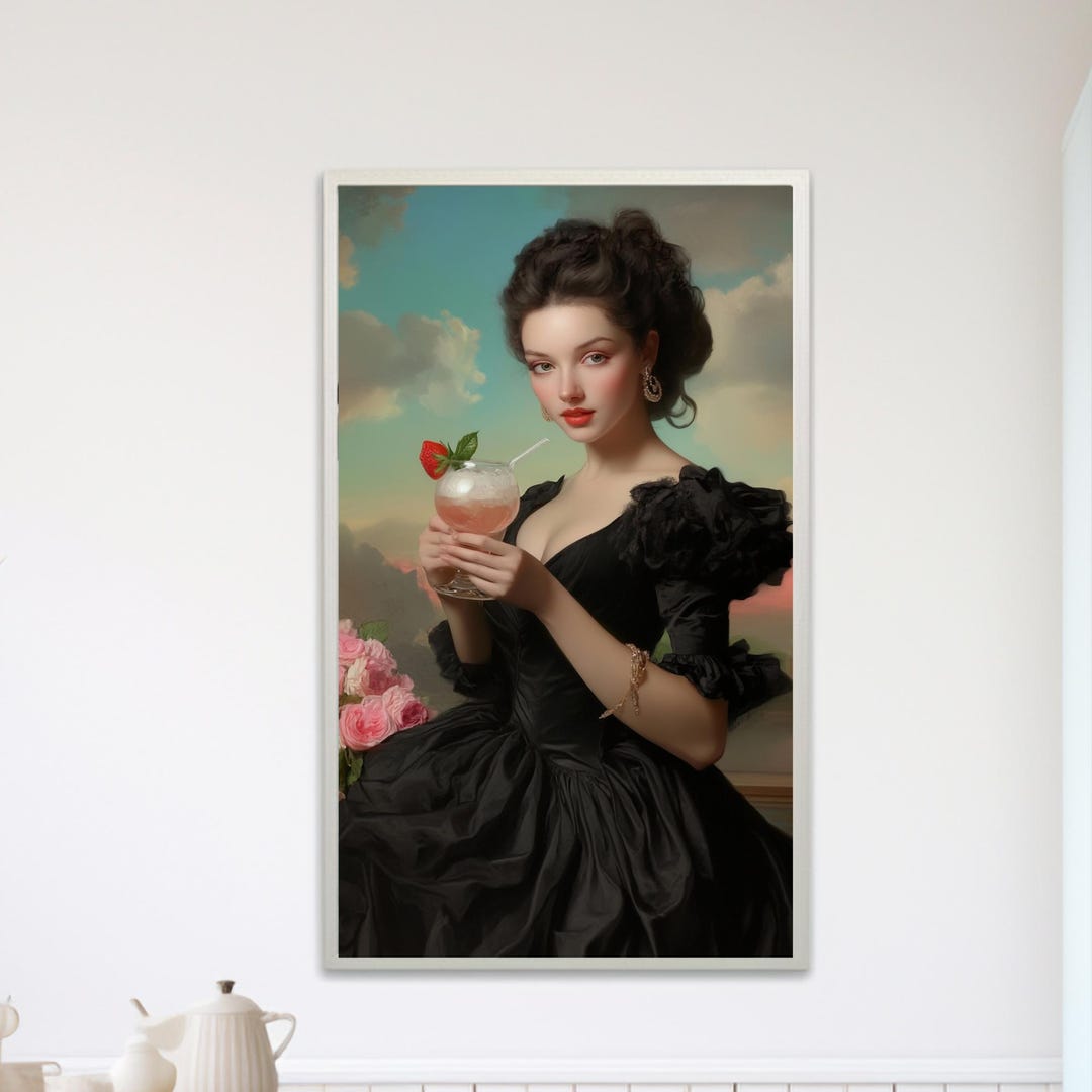 Rococo Lady Portrait Print: Whimsical Baroque Cocktail Art - Etsy