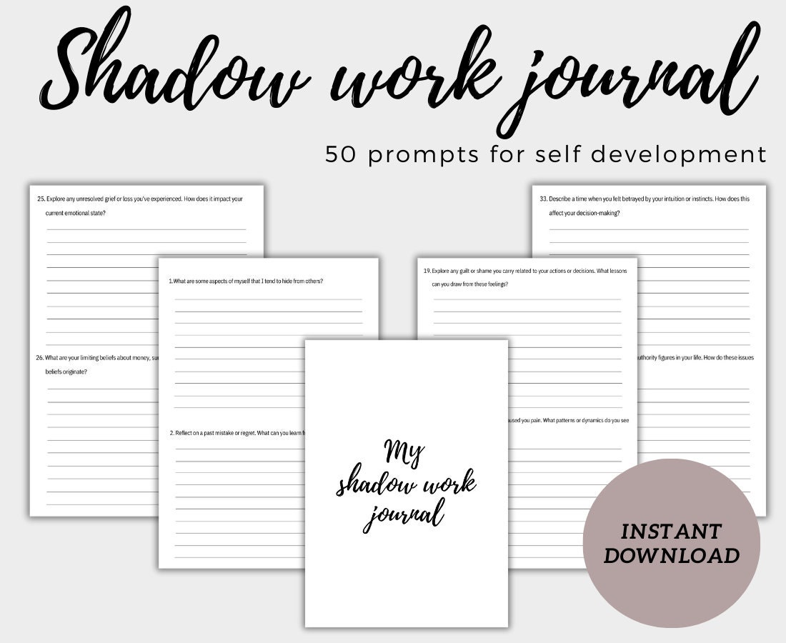 50 Shadow Work Prompts, Shadow Work Digital Journal, Shadow Work ...