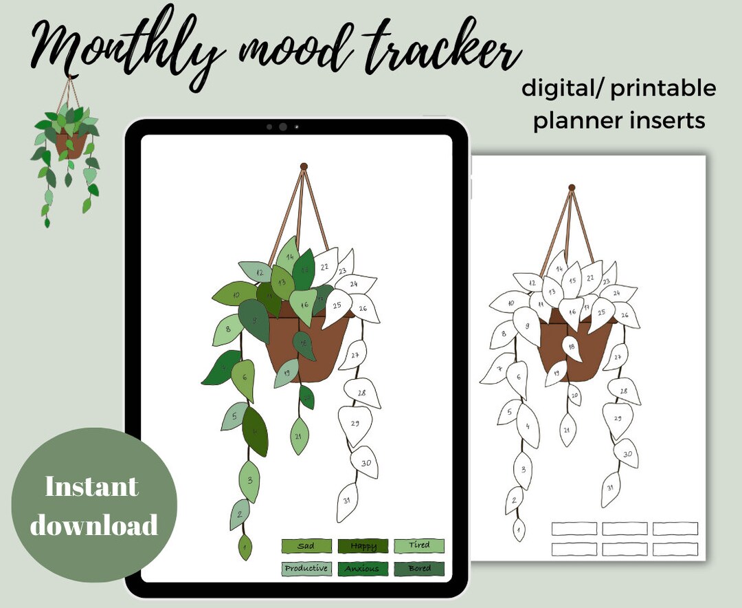 Mood Tracker, Mood Tracker Digital, Mood Tracker Printable, Mood ...
