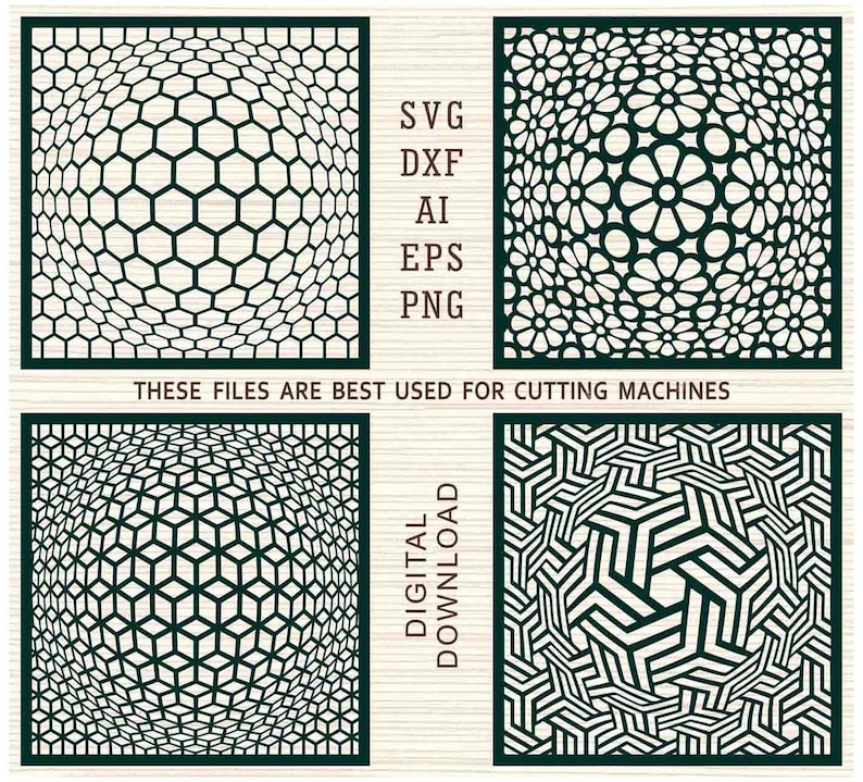 Square Pattern SVG Bundle, Wooden Cnc Partition, Jalli Design, Home ...