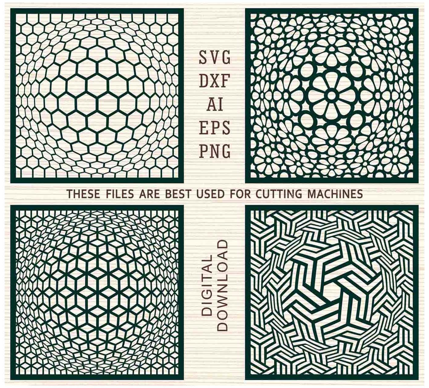 Square Pattern SVG Bundle, Wooden Cnc Partition, Jalli Design, Home ...