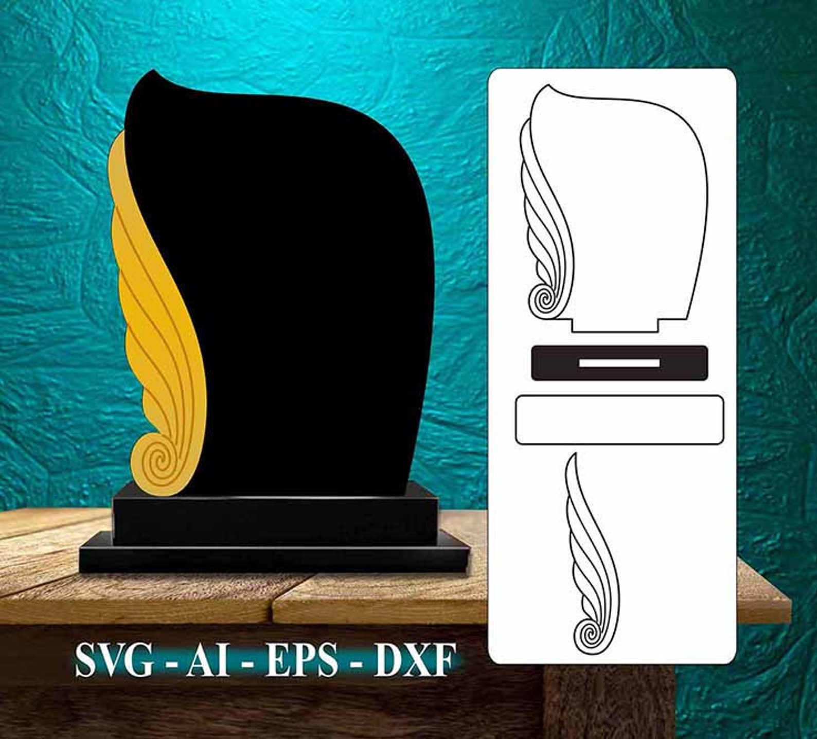 Award Trophy Laser Cut File, Memento Shield Design (svg, Ai, Eps, Dxf ...