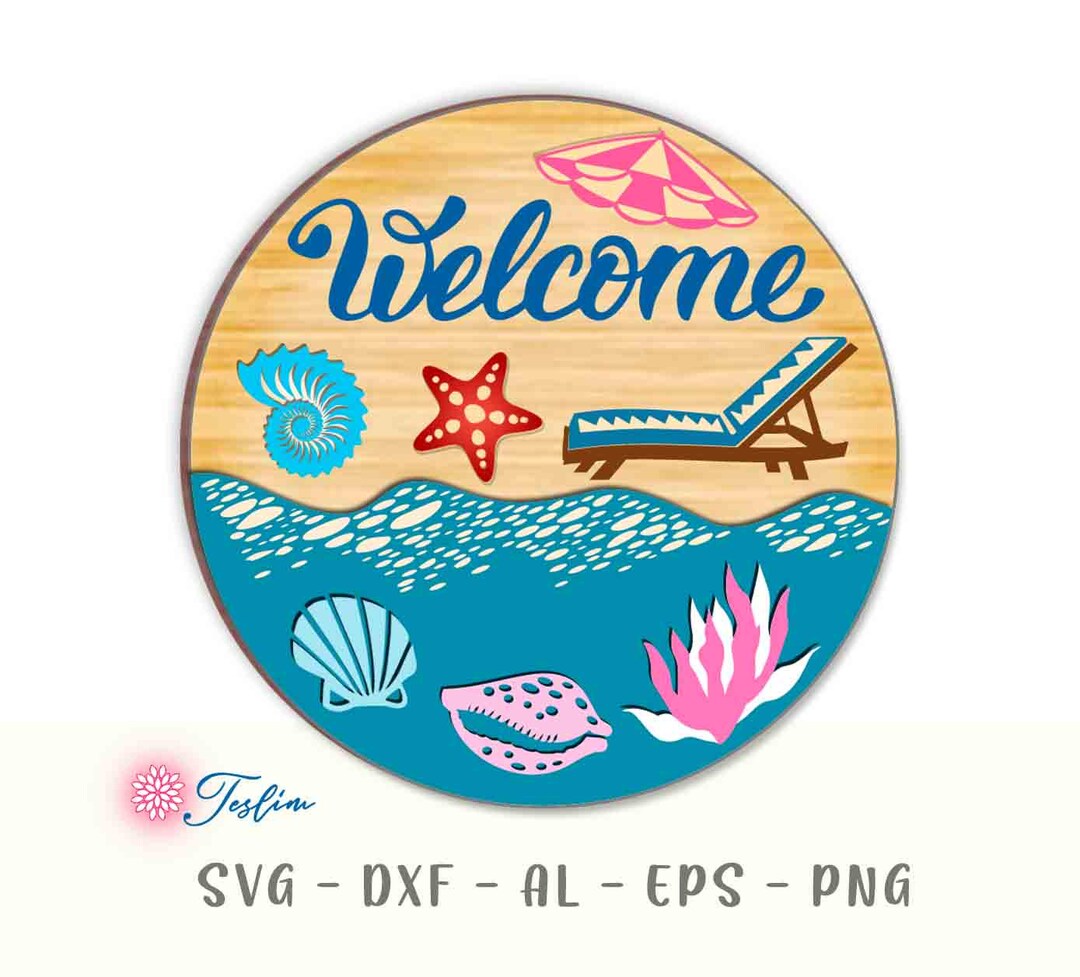 Welcome Round Hanger Svg, Glowforge Laser File, Cricut, Silhouette Cut ...