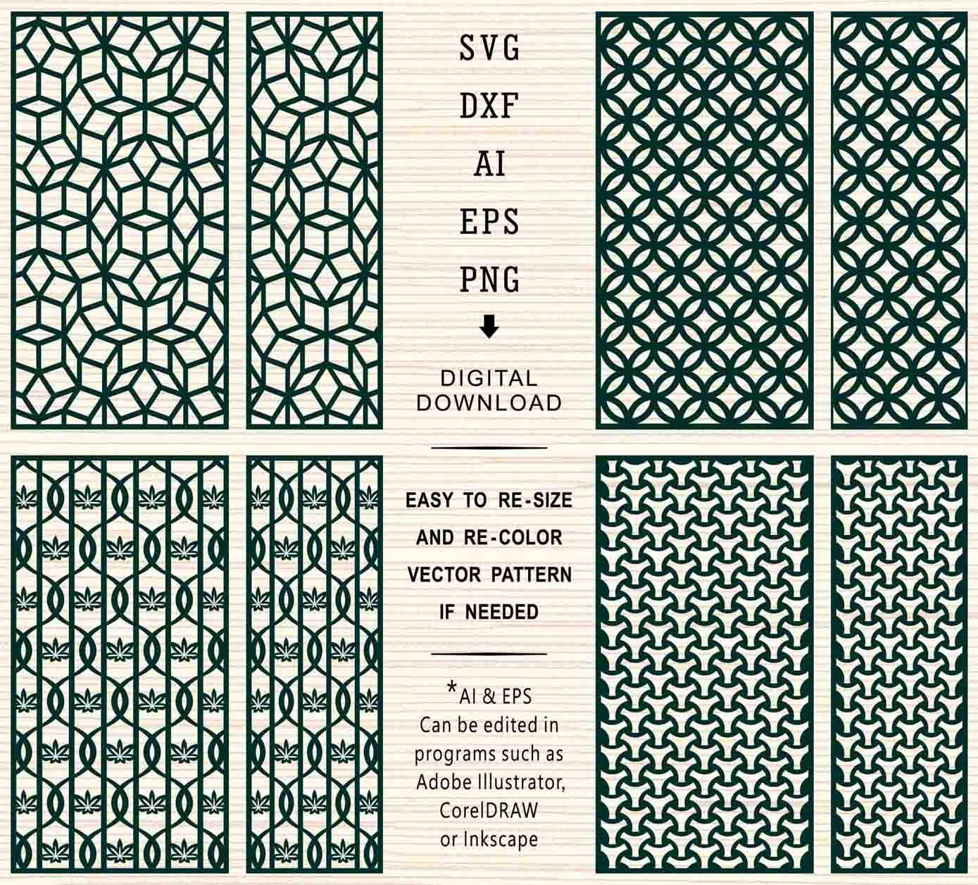 Door Sign Svg, Vector Pattern Bundle, Jali Design Pattern, Wooden Door ...
