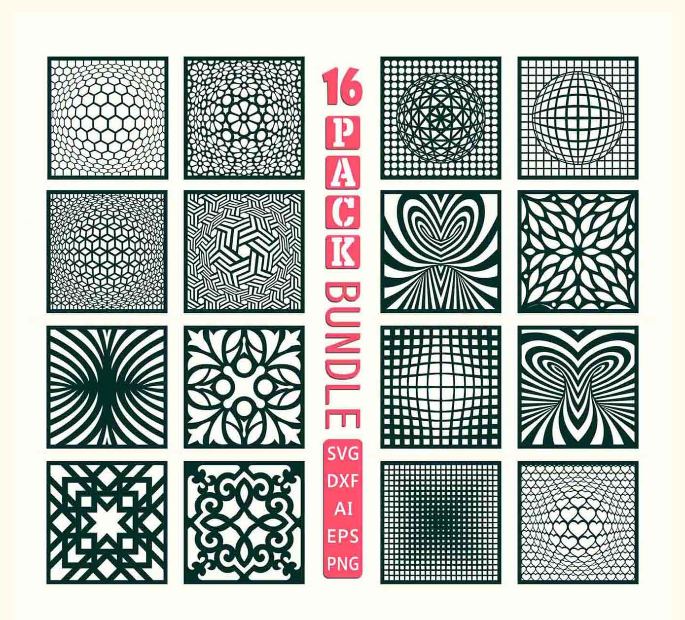 Square Pattern SVG Bundle, Wooden Cnc Partition, Jalli Design, Home ...