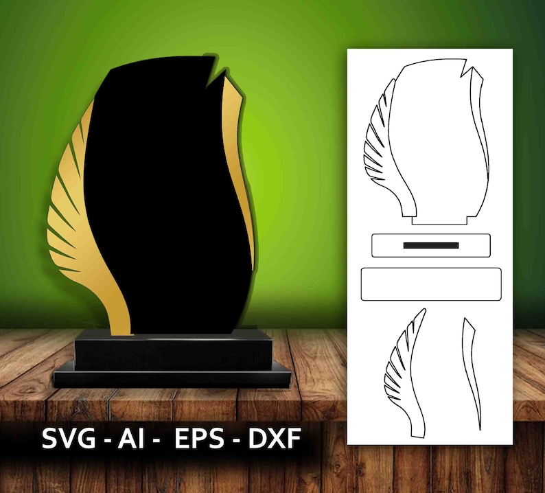 Award Trophy Laser Cut File, CNC Wood Trophy Shield Design (svg, Ai ...