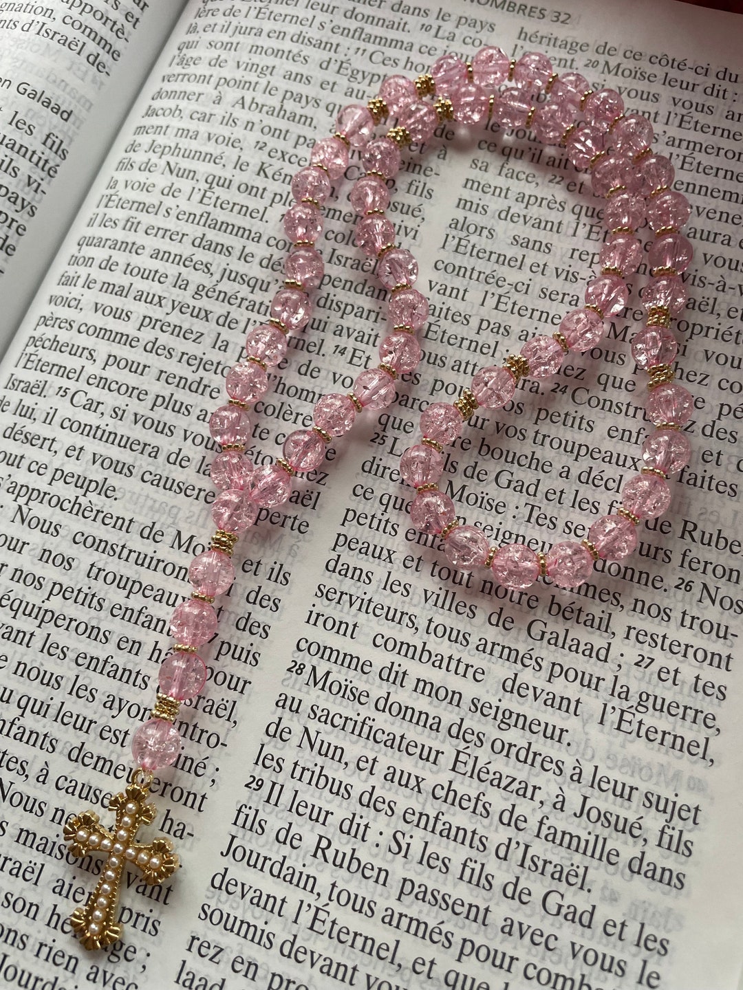 Cracked Pink Rosary - Etsy