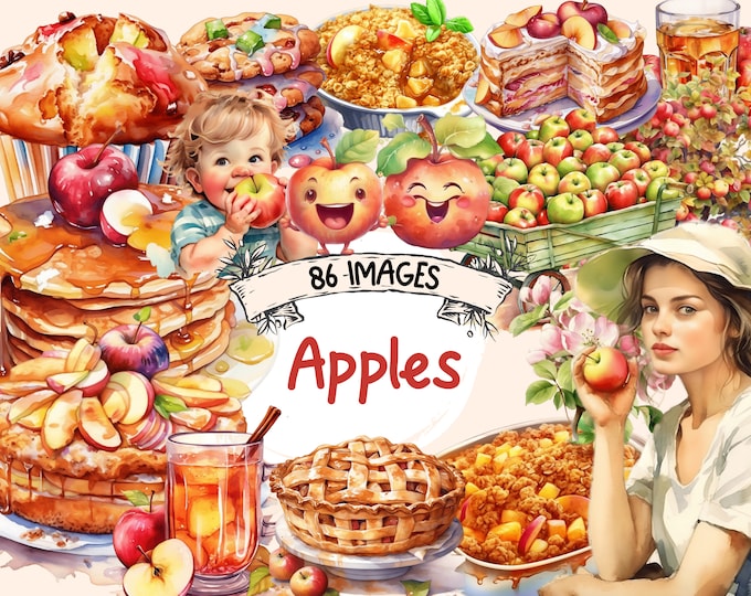 Apple Clipart, Fruits Clipart Bundle, All About Apple Clipart, Apple ...