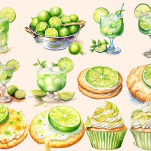 Key Lime Watercolor Clipart Bundle: 107 PNG Images (commercial Use ...
