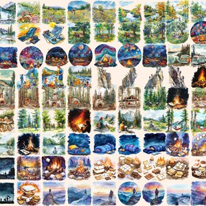 Watercolor Camping Clipart Bundle: 848 Outdoor Adventure PNG Images ...