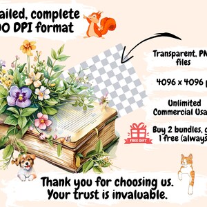 Spring Books Watercolor Clipart Bundle: 320 PNG Images (digital ...