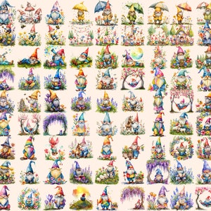 Gnomes Watercolor Clipart Bundle: 400 PNG Graphics (digital Download ...