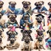 Pugs Watercolor Clipart Bundle 167 PNG Adorable Pug Images, Cute Dog ...
