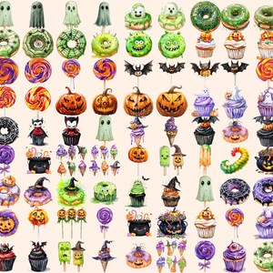 Halloween Sweets Watercolor Clipart Bundle: 144 Spooky Treat Graphics ...