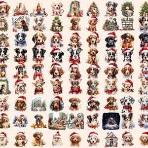 Christmas Dogs Watercolor Clipart Bundle: 434 Festive PNG Images ...