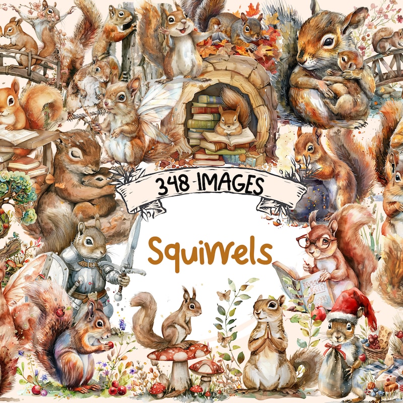 Woodland Squirrel Clipart - Etsy