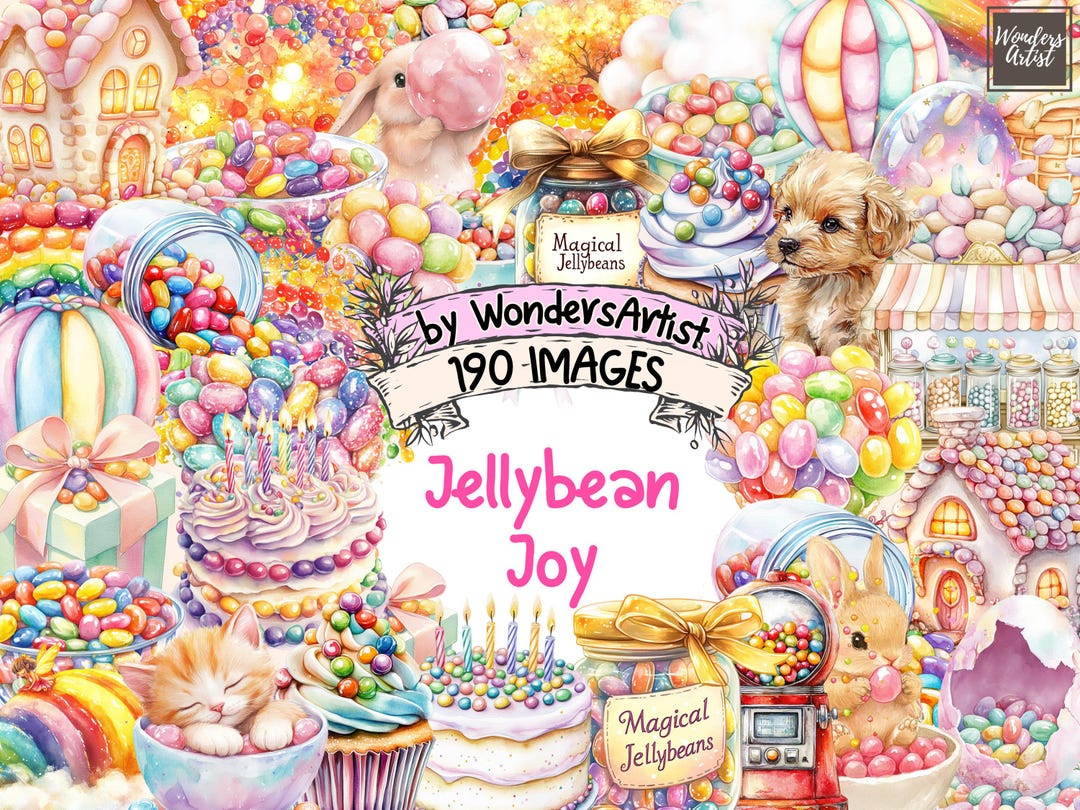Watercolor Jellybean Clipart: 190 Easter Candy Graphics (digital ...