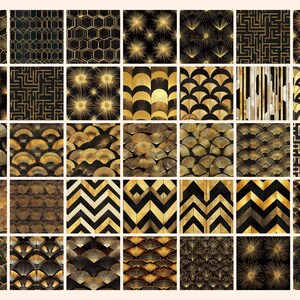 Art Deco Seamless Digital Paper - Glamorous Geometric Textures, Vintage ...