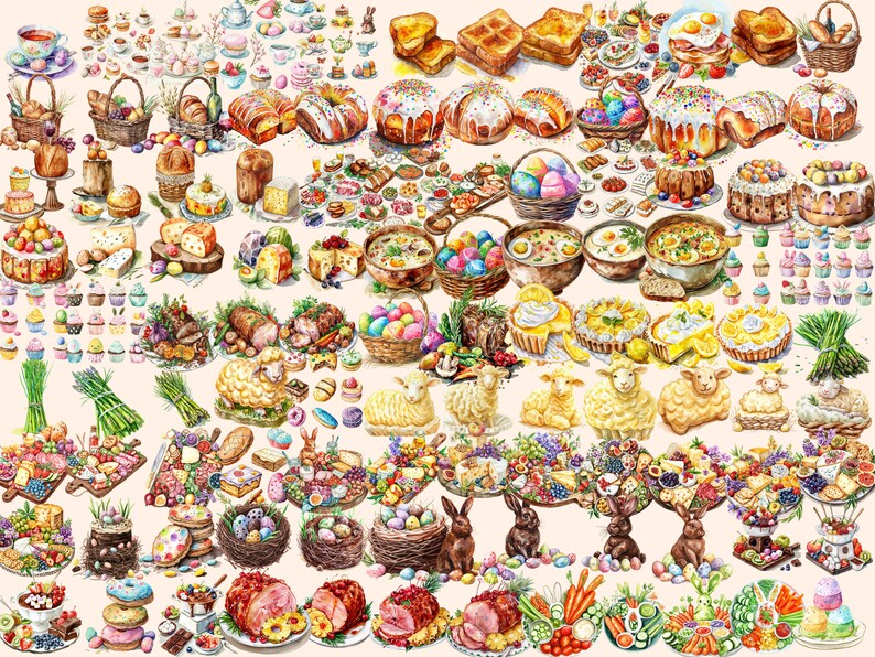 Easter Food Clipart Bundle: 444 PNG Images (commercial Use) (digital ...