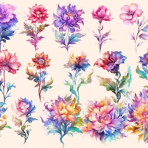 Fantasy Flowers Watercolor Clipart - 70 Magical Enchanting Floral ...