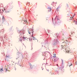 Pink Fairies Watercolor Clipart - 70 Magical Enchanting Fairy ...