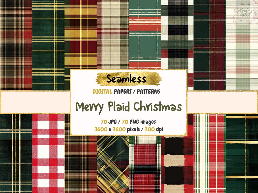 Christmas Plaid Digital Paper: Tartan Textures, Scrapbook Backgrounds ...