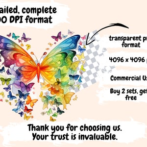 Rainbow Butterflies Watercolor Clipart Bundle: 461 PNG Images (digital ...
