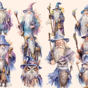 Wizards Watercolor Clipart Bundle - 52 Magical Fairytale Illustrations ...