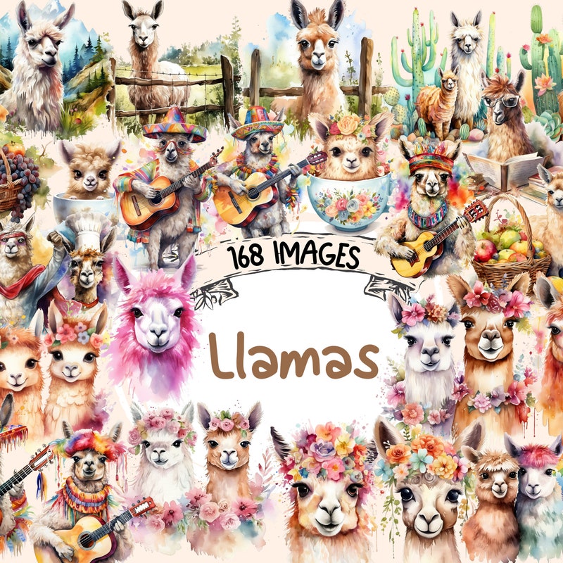 Llama Watercolor - Etsy