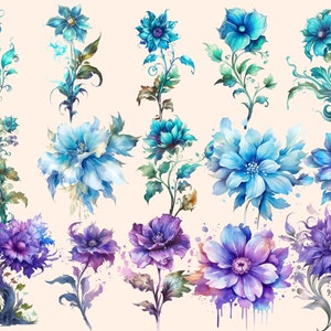 Fantasy Flowers Watercolor Clipart - 70 Magical Enchanting Floral ...