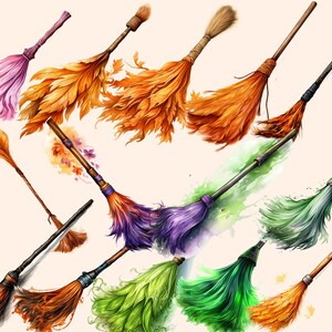 Broomsticks Watercolor Clipart Bundle - 60 PNG Fairytale Images ...