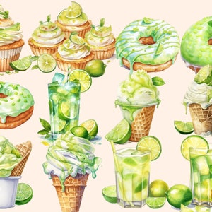 Key Lime Watercolor Clipart Bundle: 107 PNG Images (commercial Use ...