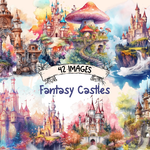 Castle Watercolor - Etsy