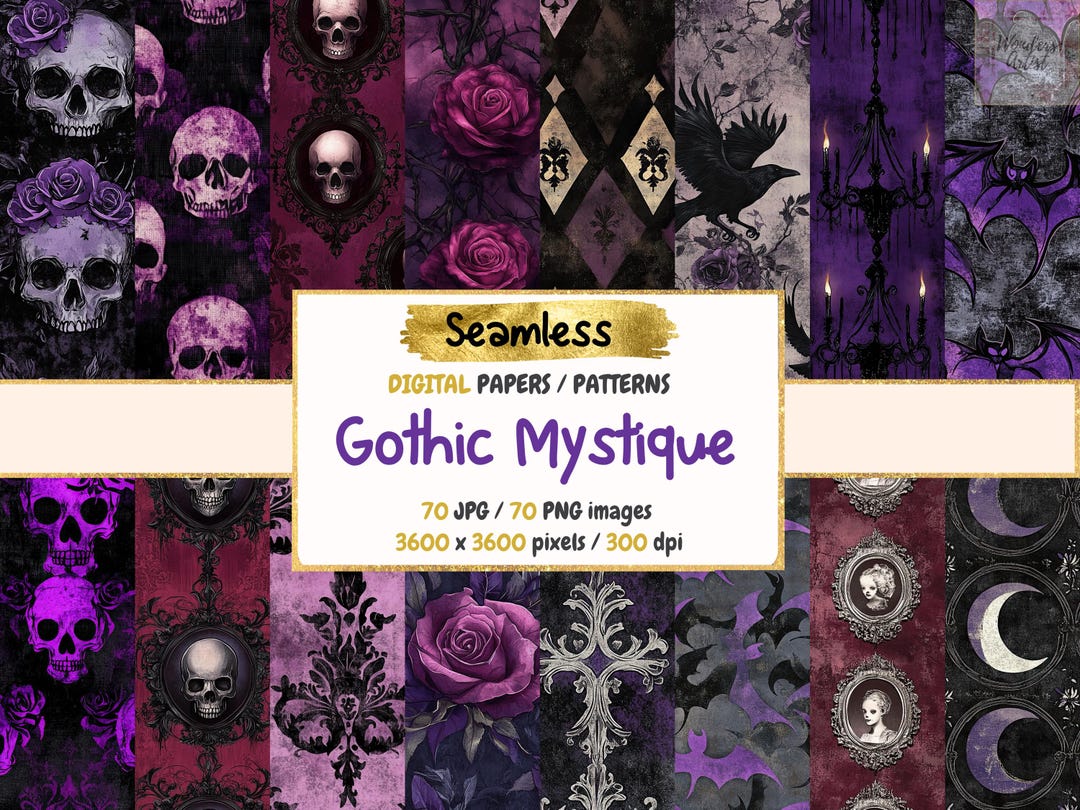 Gothic Mystique Digital Paper: Dark Seamless Textures (commercial Use ...