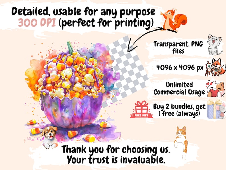 Halloween Food Watercolor Clipart Bundle: 415 Spooky PNG Images ...