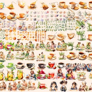 Everyday Tea Watercolor Clipart Bundle - 441 PNG Tea Images With Tea ...