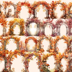 Autumn Arches Watercolor Clipart Bundle - 116 PNG Fall Wedding Arch ...