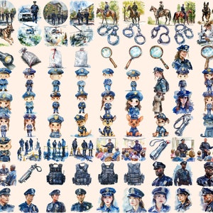 Police Watercolor Clipart Bundle - 403 PNG Law Enforcement Badge Images ...