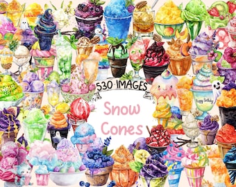 Snow Cones-instant Digital Download, PNG, JPG Files, Hand Drawn ...