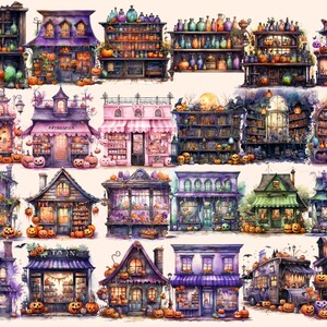 Halloween Storefronts Clipart: 207 Spooky Watercolor PNG Images ...