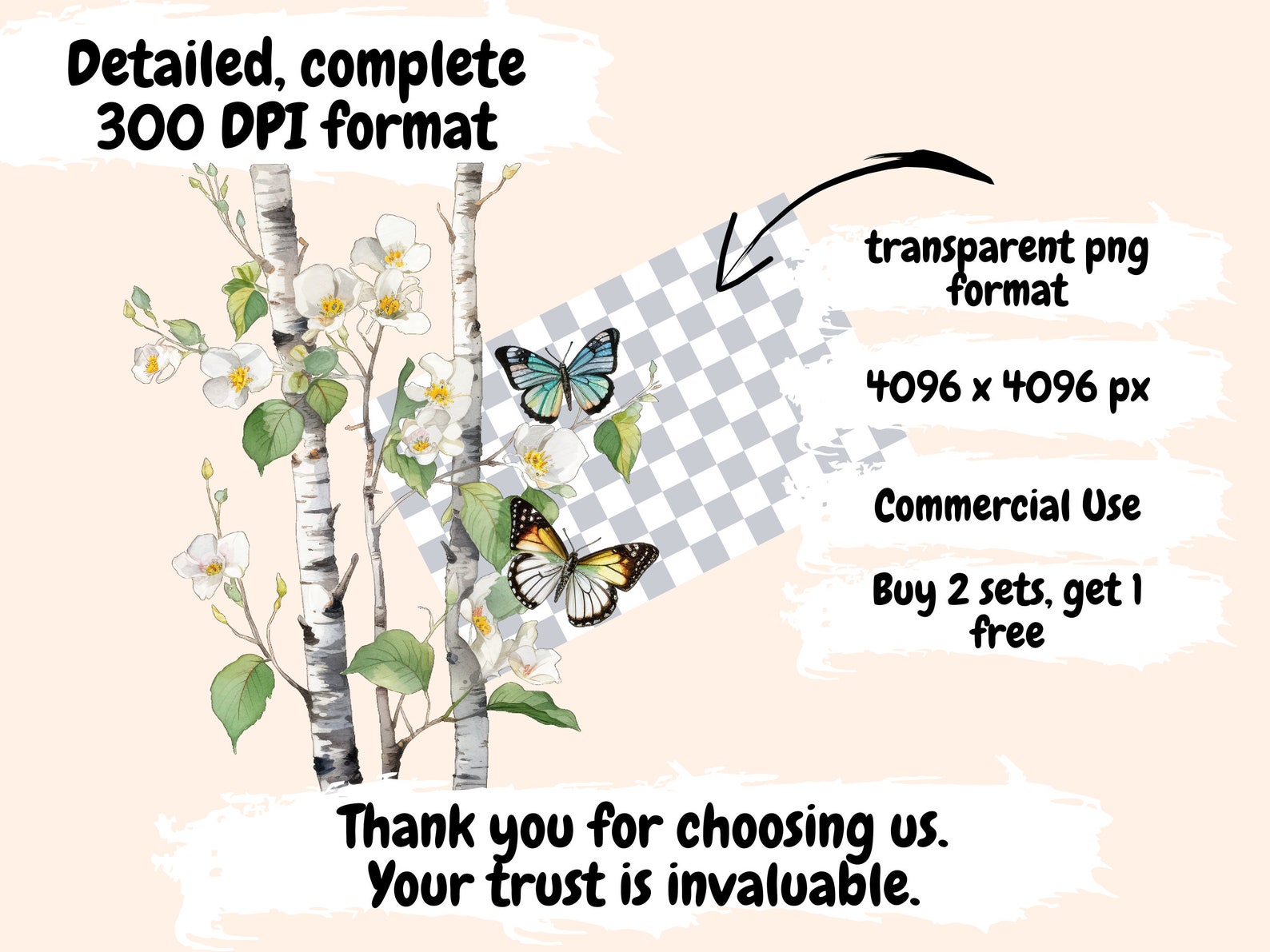 Spring Birch Trees Watercolor Clipart Bundle 236 PNG Springtime Tree ...