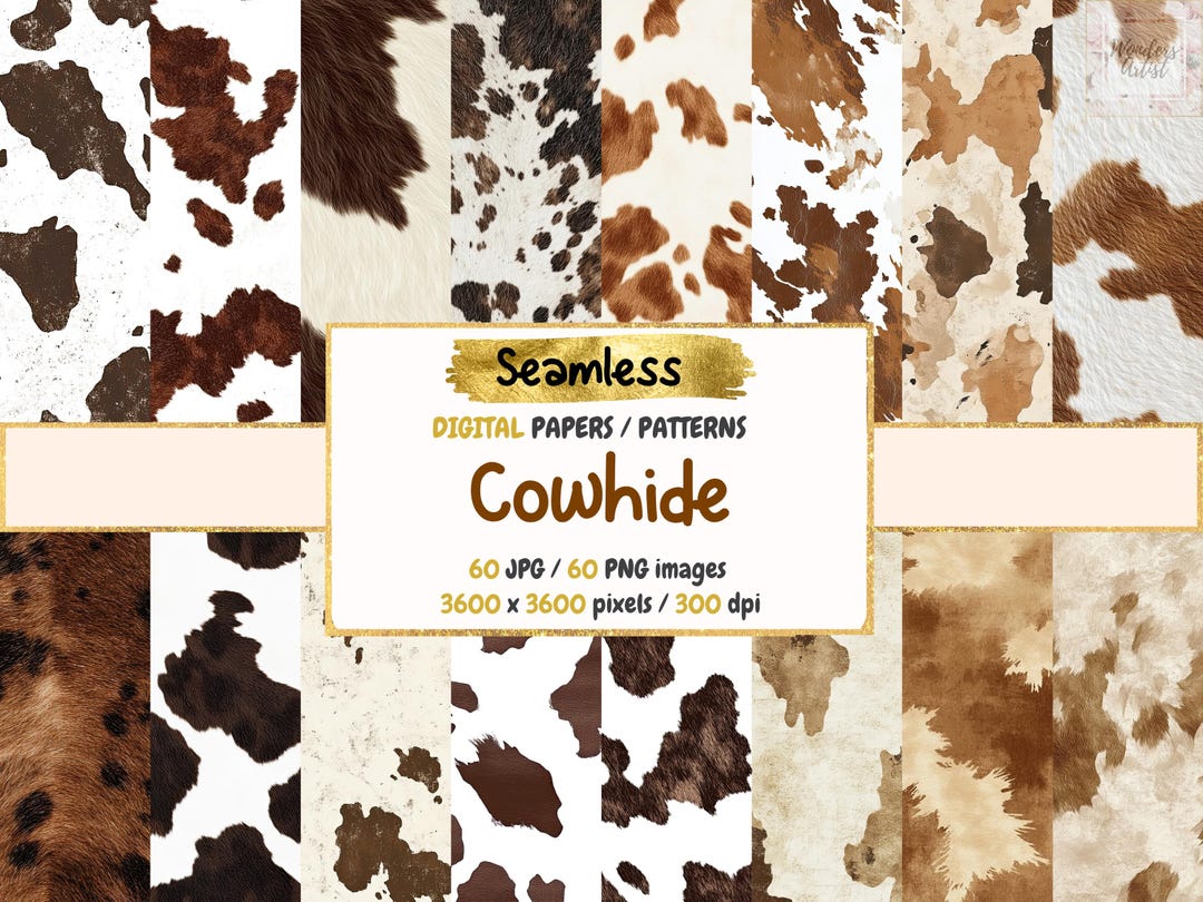 Cowhide Digital Paper: Seamless Rustic Western Print (commercial Use ...