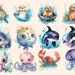 Watercolor Sea Ocean Animals Clipart Cute Decor Bundle for Kids, Marine ...