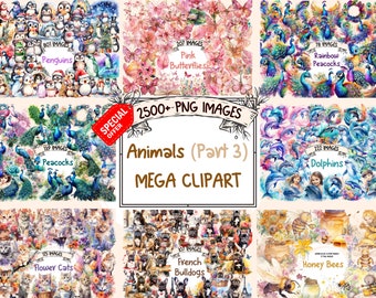 Cute Animals Mega Clipart Bundle – 2500+ PNG Images (commercial License ...