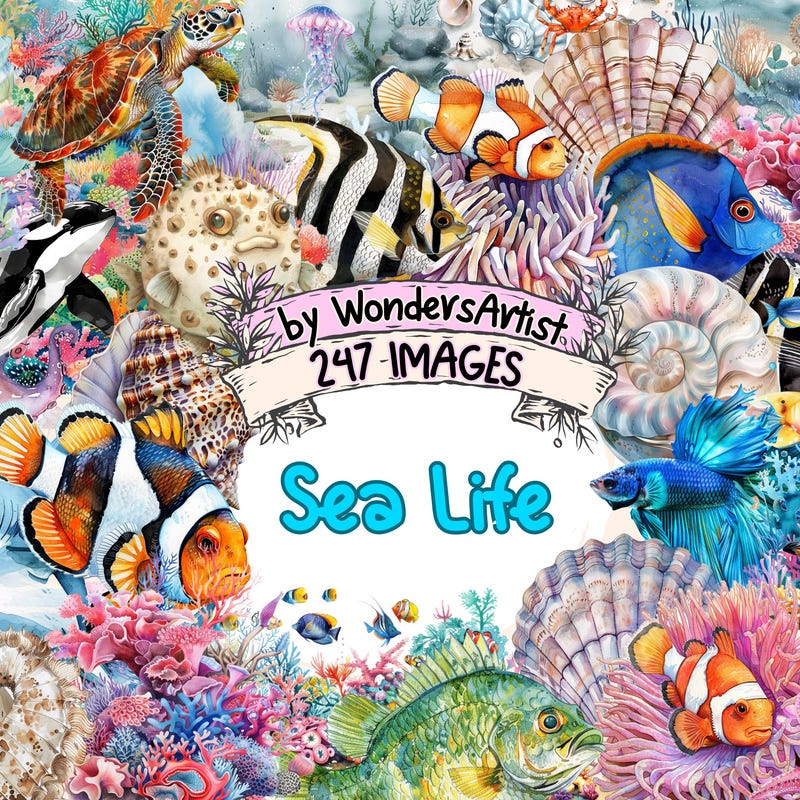 Sea Life Watercolor - Etsy