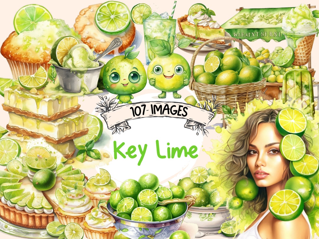 Key Lime Watercolor Clipart Bundle: 107 PNG Images (commercial Use ...