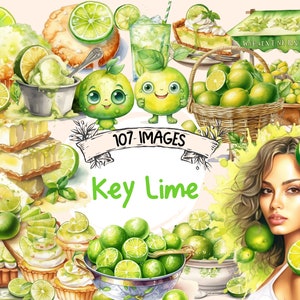 Key Lime Watercolor Clipart Bundle: 107 PNG Images (commercial Use ...