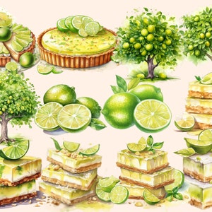 Key Lime Watercolor Clipart Bundle: 107 PNG Images (commercial Use ...