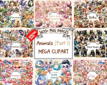 Animals Mega Clipart Bundle (P1) - 3600+ PNG Cute Animal Images ...